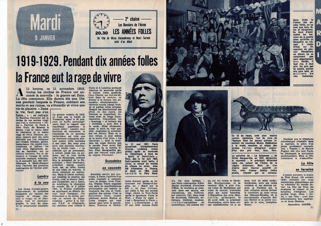 COUPURE DE PRESSE Clipping 1973 -1919 1929 10 Années Folles en France ...