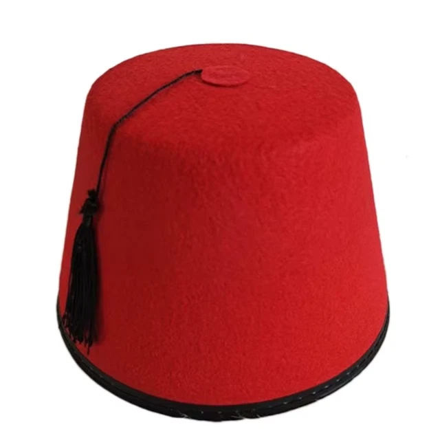 FELT FEZ CAP Moroccan Red Fez Hat Turkish Hat for Men Black Tassels ...