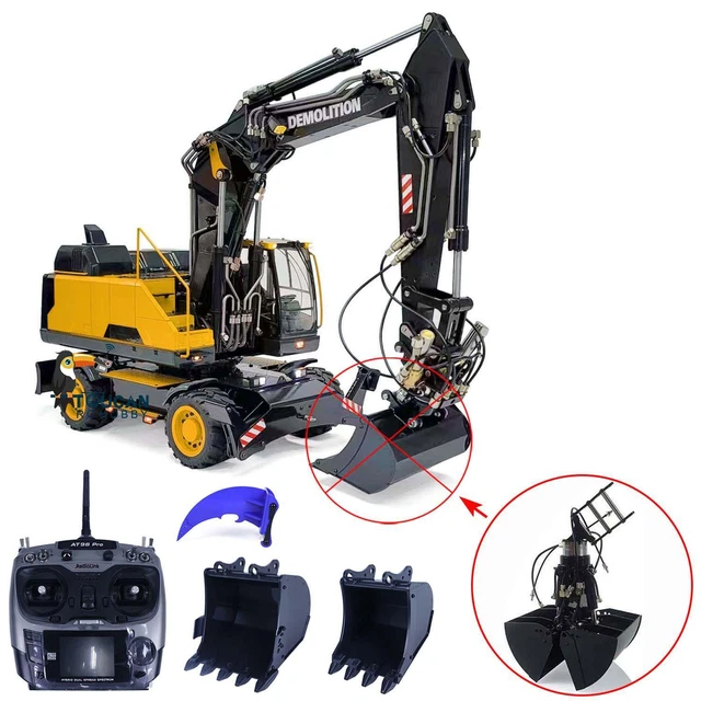 METALL 1/14 EC380 Hydraulischer RC Bagger 3 Arme Räder Baufahrzeuge ...