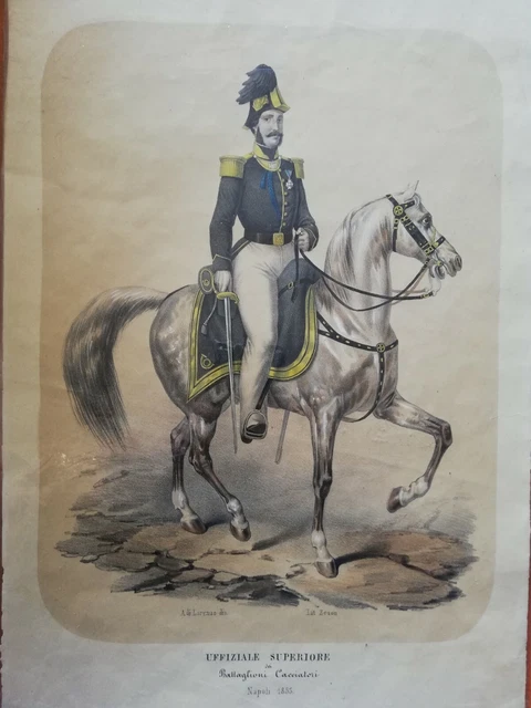 LITOGRAFIA COLORATA A mano Edizione Zezon 1850 Esercito Borbonico (P36 ...