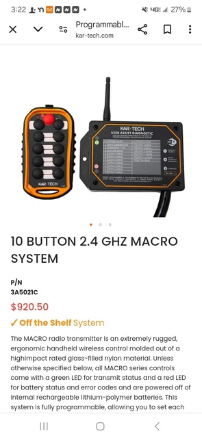 KAR-TECH 10 BUTTON 2.4 Ghz Kacro System $750.00 - PicClick