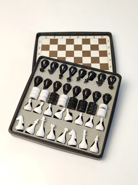 VINTAGE CHESS SET magnetic travel mini chess set Checkers Kyiv Pocket ...