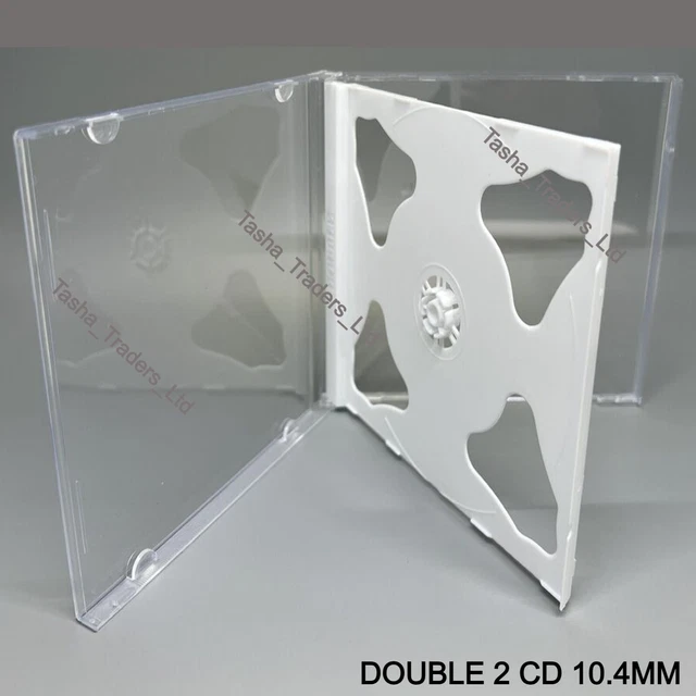 25 X DOUBLE Maxi CD Jewel Replacement Cases 10.4mm Spine White Tray 2 ...