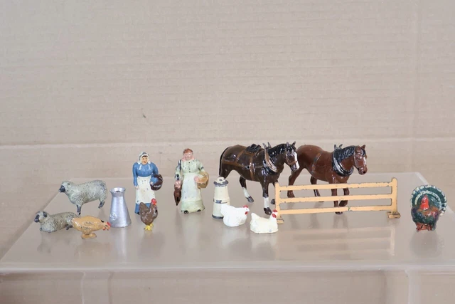 BRITISH HOLLOW MELTING Farm Lot Farmers Sheep Horses Rooster Turkey Oj ...