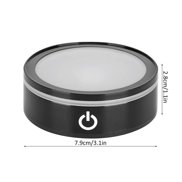 LED BASE CRYSTAL Black Flat Touch Multi Mode Colorful White Light 3D ...