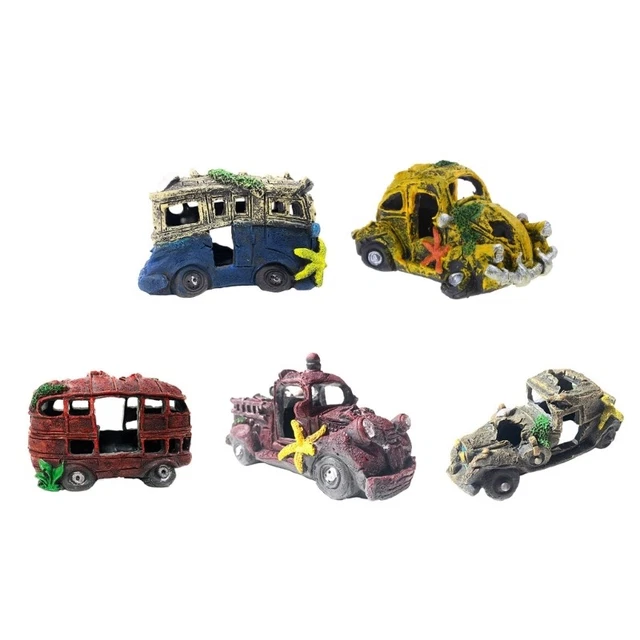 FISH TANKS RESIN Car Wreckage Ornament DIY Artificial Aquarium for Fish ...