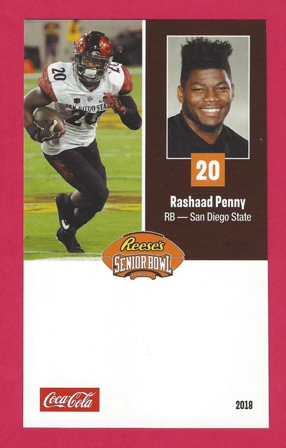 CARTE RECRUE RASHAAD Penny 2018 Reese's Senior Bowl San Diego État ...
