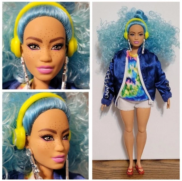 MATTEL BARBIE EXTRA Doll W/ Blue Hair Articulated Jointed Exotic Model ...
