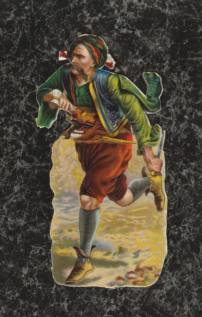 VICTORIAN DIE CUT Scrap Running Thug Thuggee Thief Daggers Sword 4.5 x ...