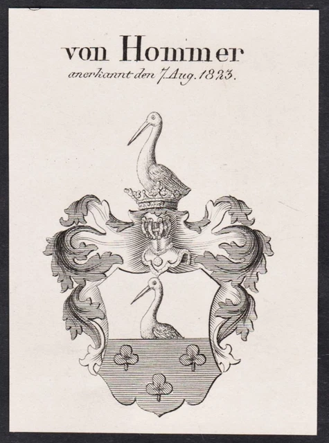 HOMMER ARMOIRIES COAT Of Arms Héraldique Heraldry Genealogie Gravure ...