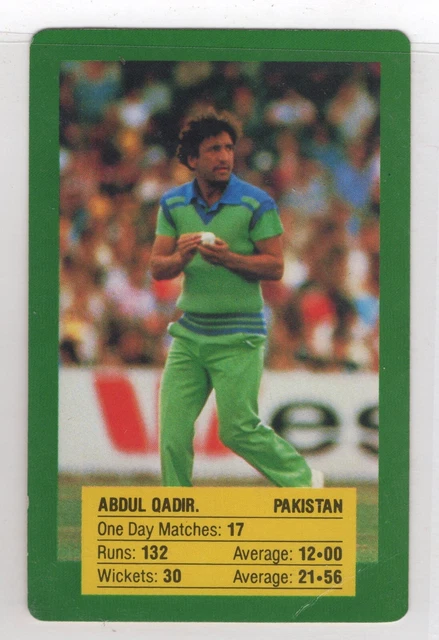 AUSTRALIAN DAIRY CORPORATION Cricket Card 1985. Pakistan Abdul Qadir ...
