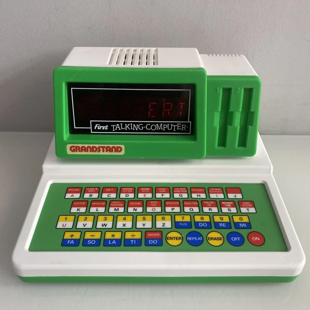 VINTAGE GRANDSTAND FIRST Talking Computer Toy Keyboard Tested GC Retro ...