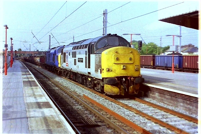35MM RAILWAY COLOUR Negative Class 37 674 and 37 375 at Warrington £1. ...