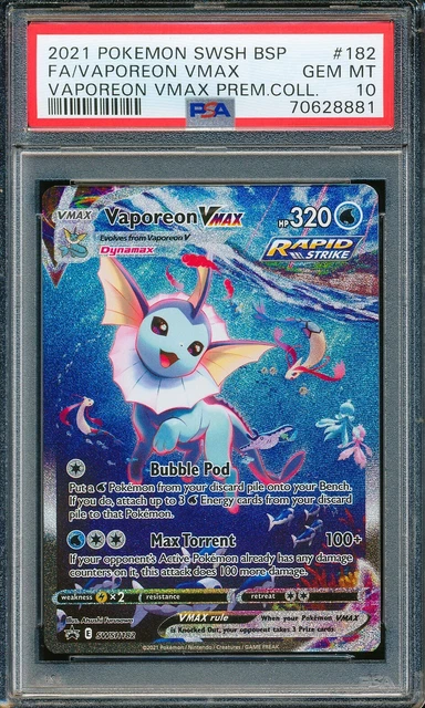 PSA 10 2021 Pokemon VAPOREON VMAX Alternate Art SWSH182 VMAX Premium Promo GEM a EUR 113,58 ...