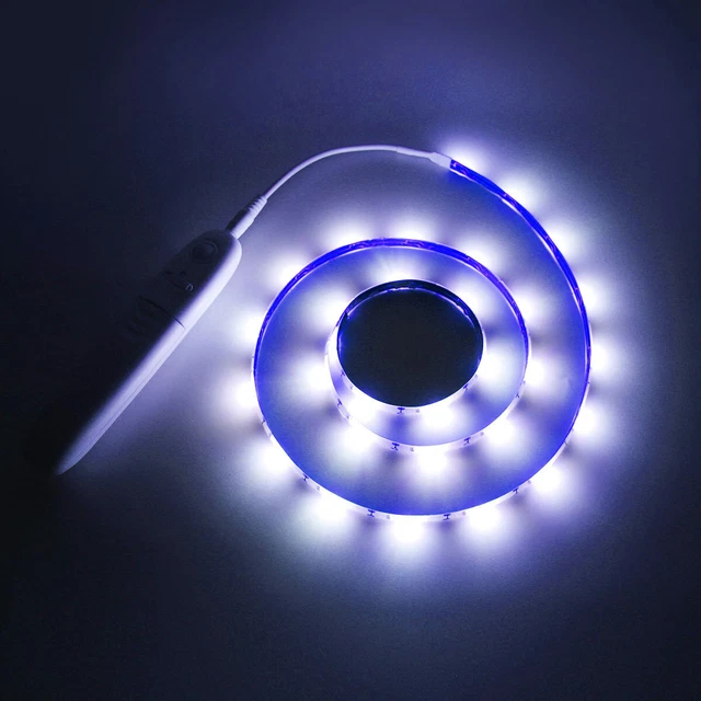 BLUE PIR MOTION Sensor LED Strip Light Battery Powered Stairs Cabinet ...