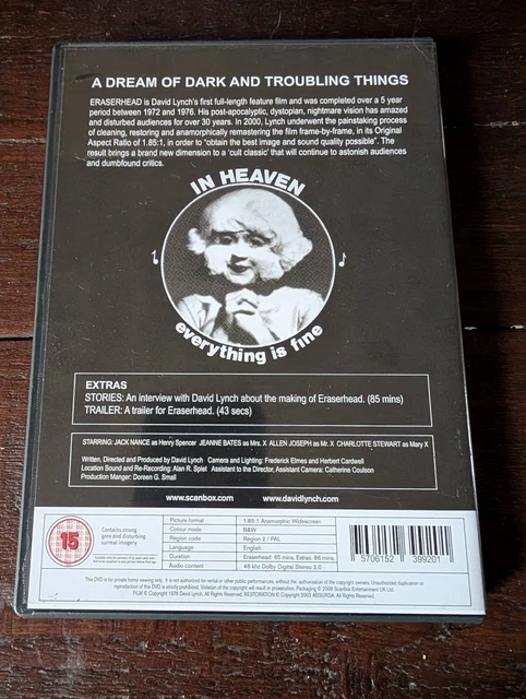 ERASERHEAD (DVD) R2 UK David Lynch, Jack Nance £16.14 - PicClick UK