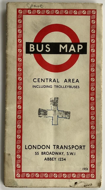 LONDON TRANSPORT * BUS MAP * CENTRAL AREA * 1959 In Good Condition £3. ...