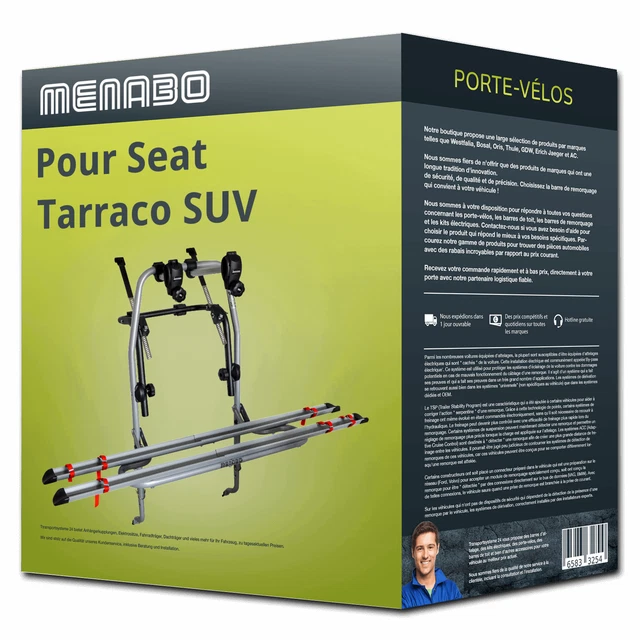 PORTE-VÉLO MENABO LOGIC 2 pour Seat Tarraco SUV 09.2018-àcejour 2 vélos ...