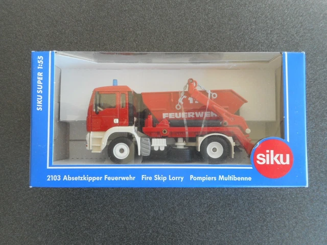 SIKU FEUERWEHR ABSETZKIPPER MAN TGM Art. 2103 1:50 Neu OVP mit Mulde ...
