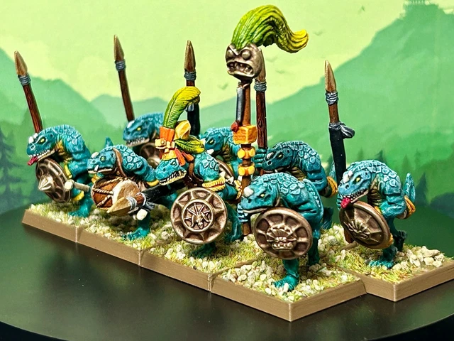PAINTED LIZARDMEN/SERAPHON SAURUS Warriors Spears (8x Metal) Warhammer ...