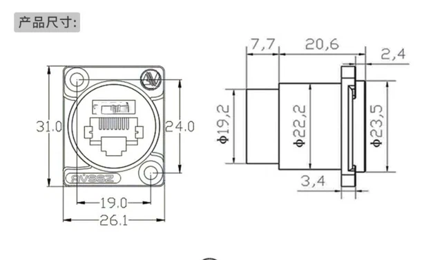 AUDIO-VIDEO BUCHSE CAT6A Dockingstation für Heim Installation Netzwerk ...