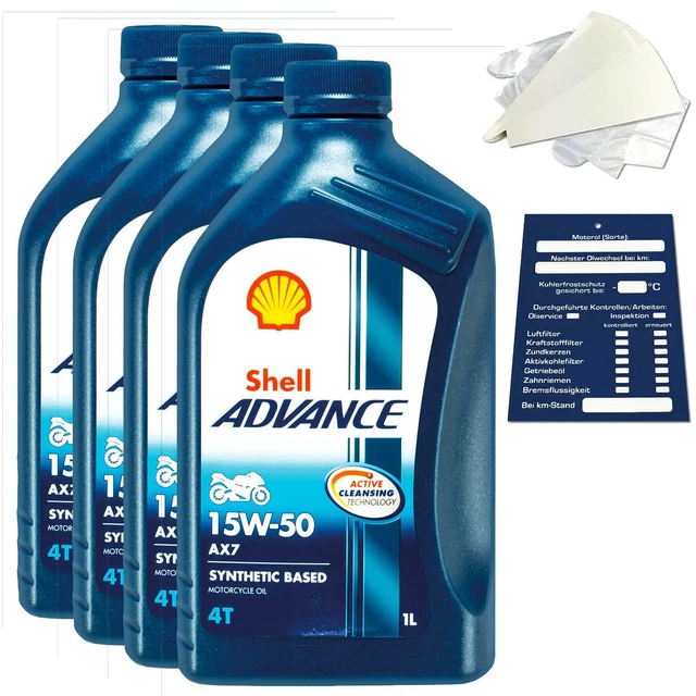 4 LITER ORIGINAL Shell Advance 4T AX 7 15W50 Motoröl Motorrad 600074503 ...