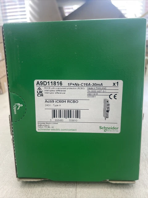 SCHNEIDER RCBO 16 Amp 30mA Type C 16A Acti9 iC60H Merlin Gerin A9D11816 NEW. £32.00 - PicClick UK