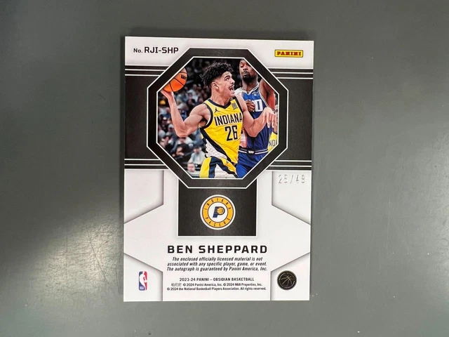 PATCH AUTOGRAPHE BEN Sheppard 2023/24 obsidienne violet RC #25/49 ...