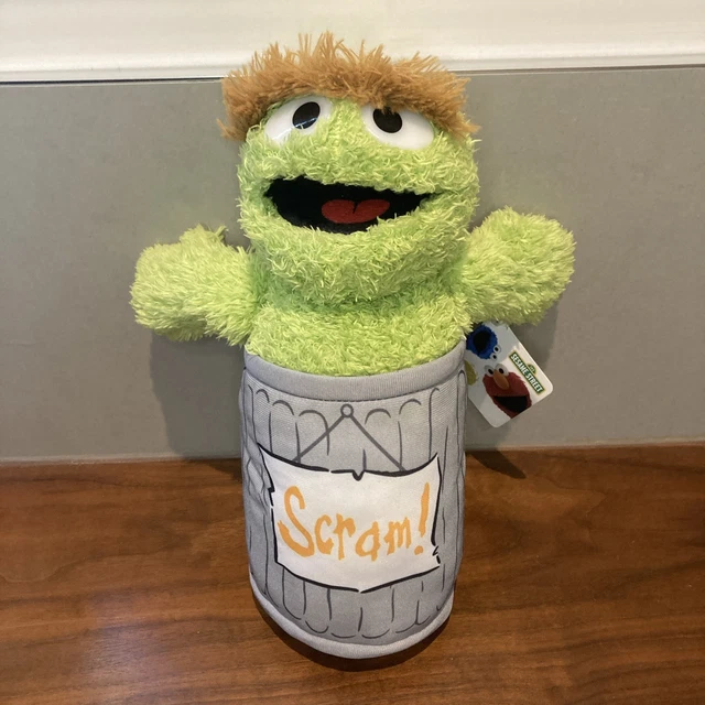 SESAME STREET OSCAR The Grouch Plush Dustbin Trash Can SCRAM With Tag ...