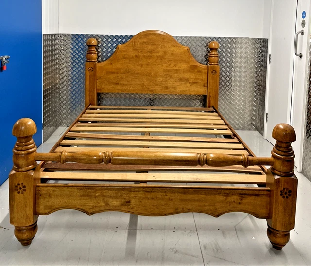 BEAUTIFUL VINTAGE SOLID wood French farmhouse country style king size ...