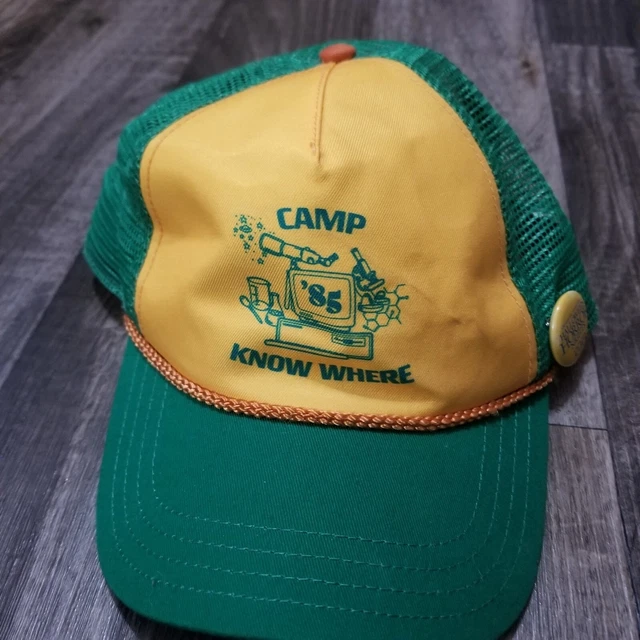 STRANGER THINGS CAMP Nowhere Yellow Green Mesh Trucker Hat Comes With A ...