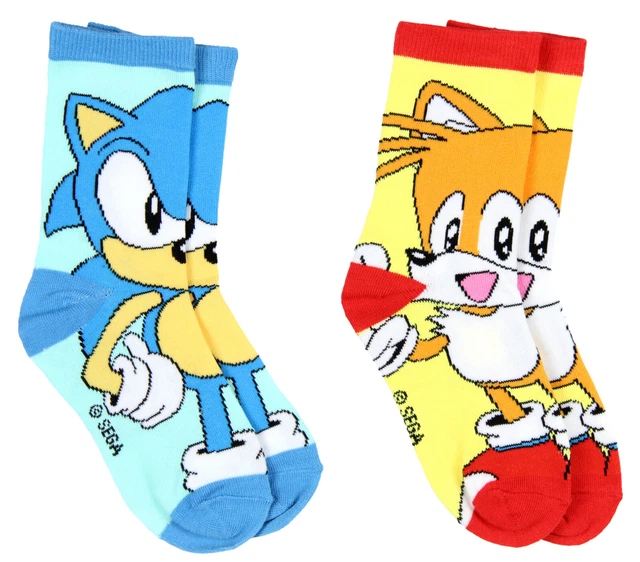 SEGA SONIC THE Hedgehog Boys' Socks Tails And Sonic 2 Pairs Athletic ...