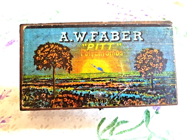 RARE - ANTIQUE AW FABER CASTELL Vintage Wood Pastel Box NO Pencil $82. ...