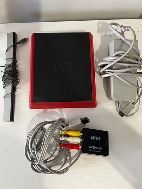 CONSOLE NINTENDO WII MINI ROSSA COMPLETA ALIMENTAZIONE + SENSOR BAR ...