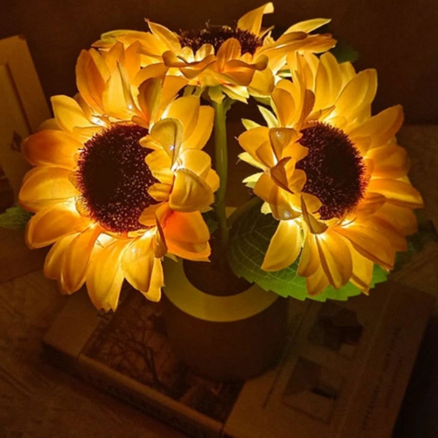 B RECHARGEABLE SUNFLOWER LED Simulation Night Light Table Lamp ...