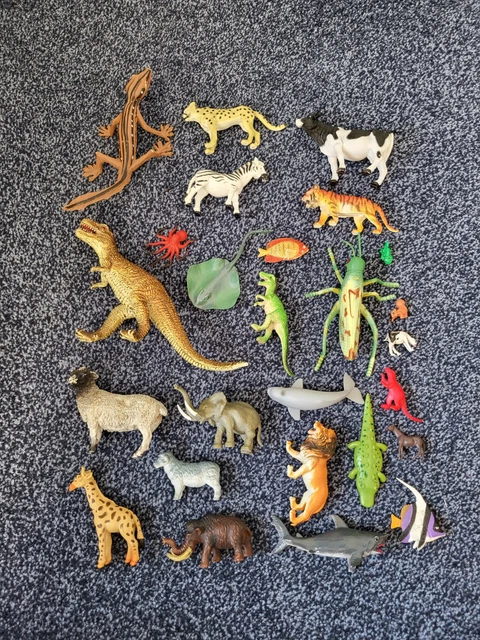 PLASTIC ANIMAL TOY Bundle Small World Pretend Play Dinosaur Farm Sea ...
