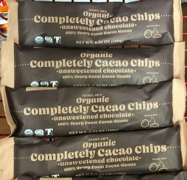 TRADER JOE'S ORGANIC Completely Cacao Chips Unsweetened Chocolate 4 ...