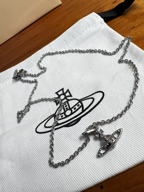 VIVIENNE WESTWOOD MINI Bas Relief Pendant Necklace Silver Chain ...