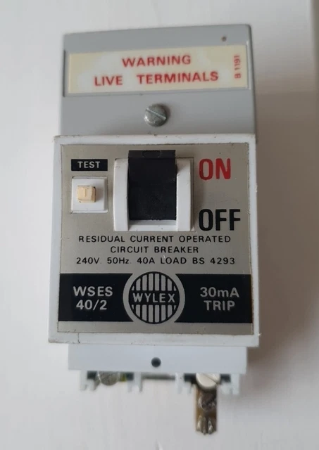 WYLEX 40 AMP 30mA DOUBLE POLE RCD WSES 40/2 £13.99 - PicClick UK