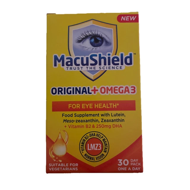 MACUSHIELD ORIGINAL+OMEGA 3 Eye Supplement 30 Capsules -1 month supply ...