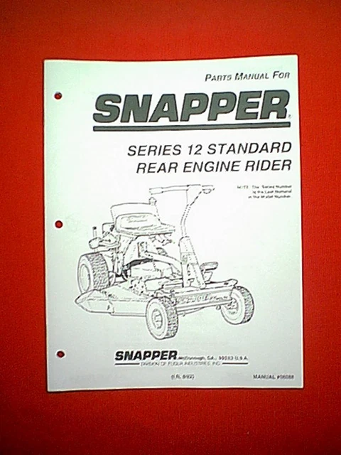 SNAPPER SERIES 12 Rear Engine Rider Riding Mower Parts Manual $10.00 ...