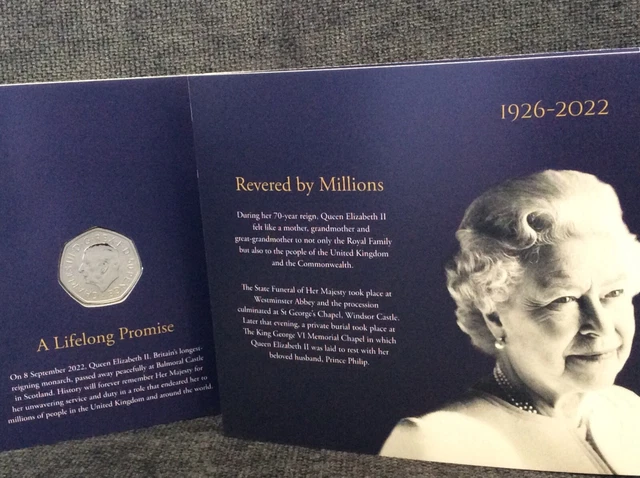 2022 FIRST KING Charles III effigy, QEII Memorial Royal Mint UK 50p ...