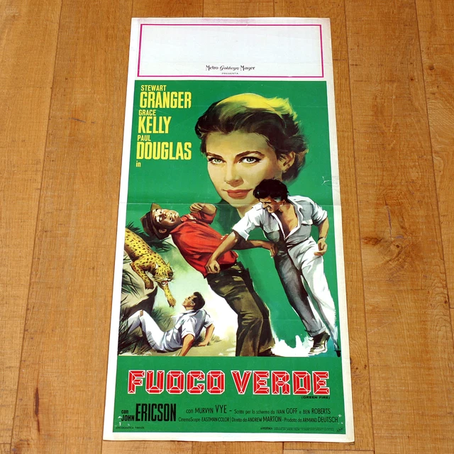 FUOCO VERDE LOCANDINA poster Green Fire Stewart Granger Grace Kelly ...