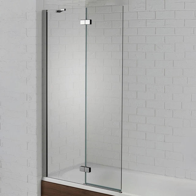 AQUADART VENTURI 6MM Glass Chrome Hinged Bath Screen 900 x 1500mm art ...