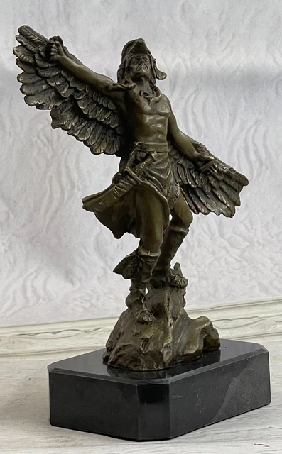 BRONZE MARBLE SCULPTURE Native American Indian Warrior Hot Cast ...
