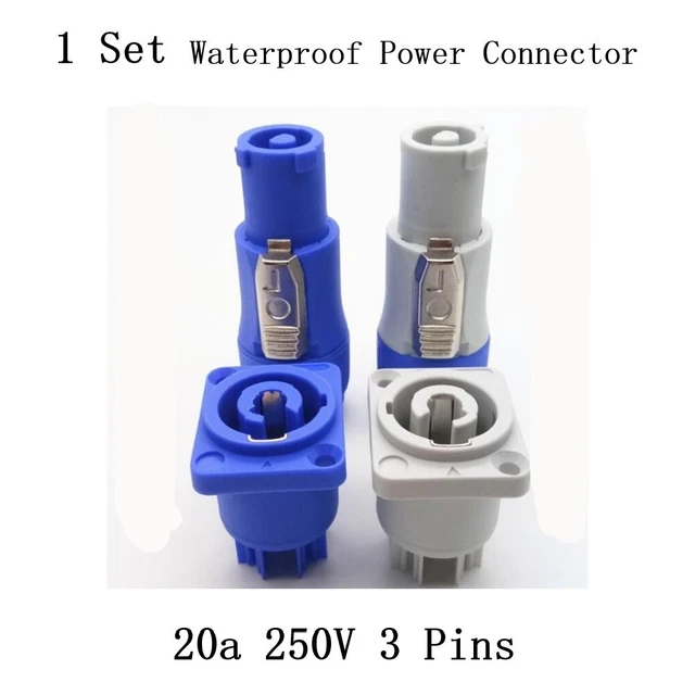 IP65 CERTIFIED WATERPROOF Power Connector 20A 3Pin Male + Female Socket ...