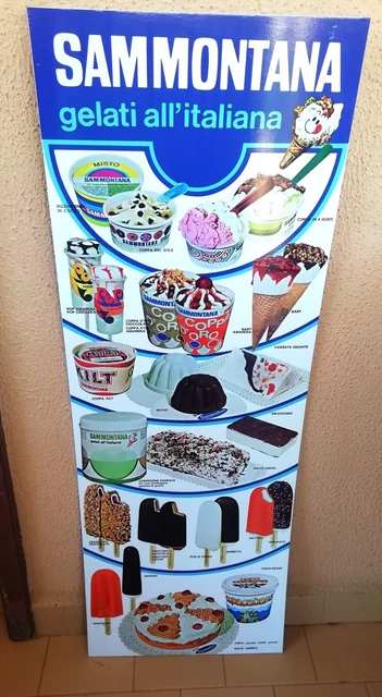SAMMONTANA GELATI ALL'ITALIANA tabella insegna cartello gelato cartone ...