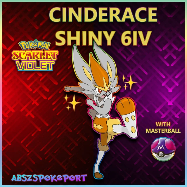 CINDERACE SHINY 6IV/POKEMON Scarlet and Violet/Raid Battle Ready/ Fast ...