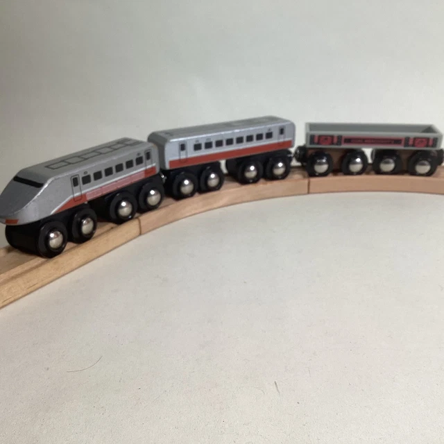 WOODEN TRAIN 3 piece intercity thomas the tank engine brio track £11.99 ...