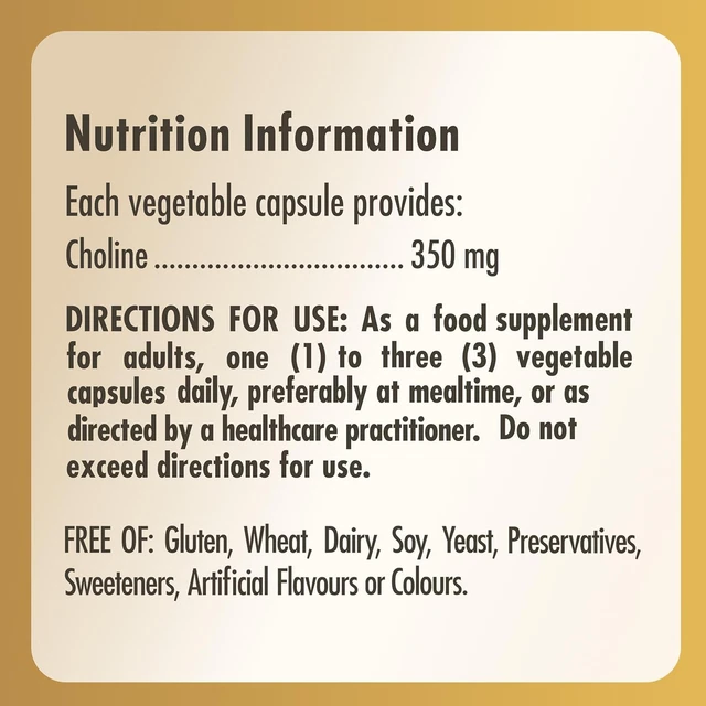 CHOLINE 350MG - Healthy Liver Function - Supports Fat Metabolism ...